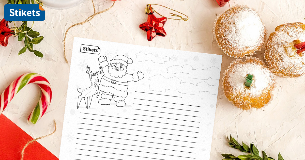 Lettre de Papa Noël et ses lutins à écrire et à colorier - Stikets