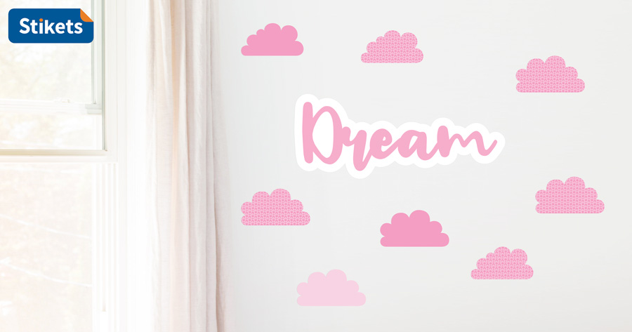 Stickers Nuages rose texturisé - Stikets